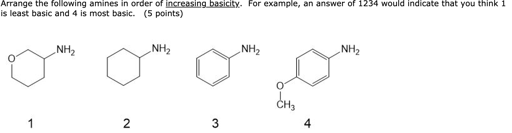 Solved Arrange the following amines in order of increasing | Chegg.com