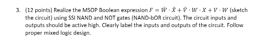 Solved (12 points) Realize the MSOP Boolean expression | Chegg.com