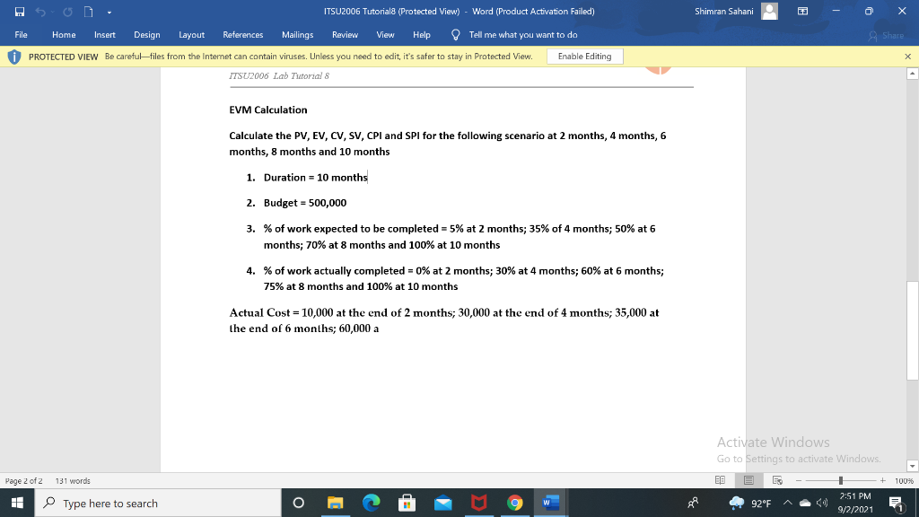 Solved ITSU2006 Tutorials (Protected View) - Word (Product | Chegg.com