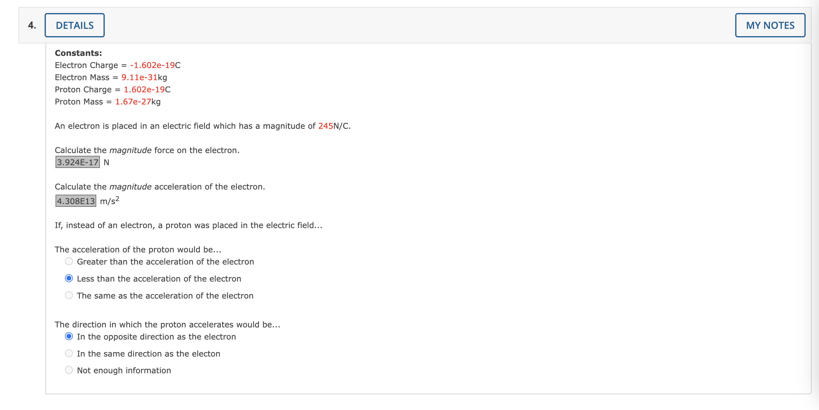 Solved Constants: Electron Charge =−1.602e−19C Electron Mass | Chegg.com