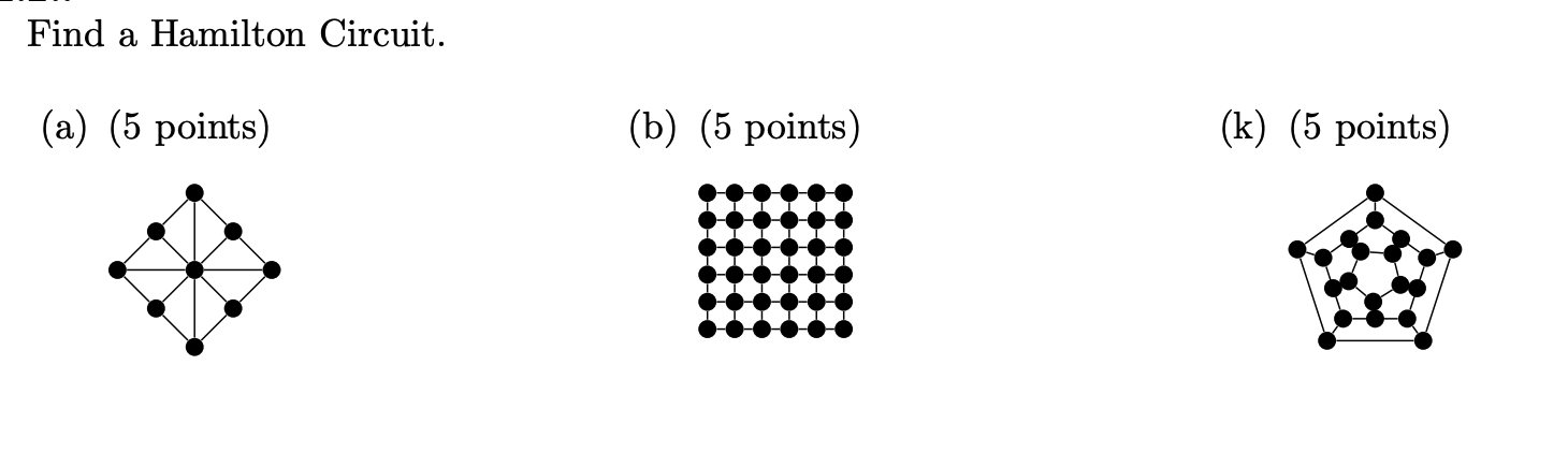 Solved Find a Hamilton Circuit. (a) (5 points) (b) (5 | Chegg.com ...
