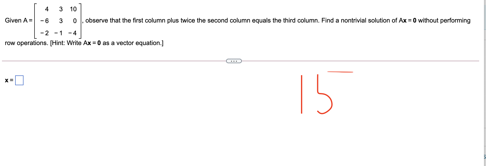 Solved 4 3 10 Given A= -6 3 observe that the first column | Chegg.com