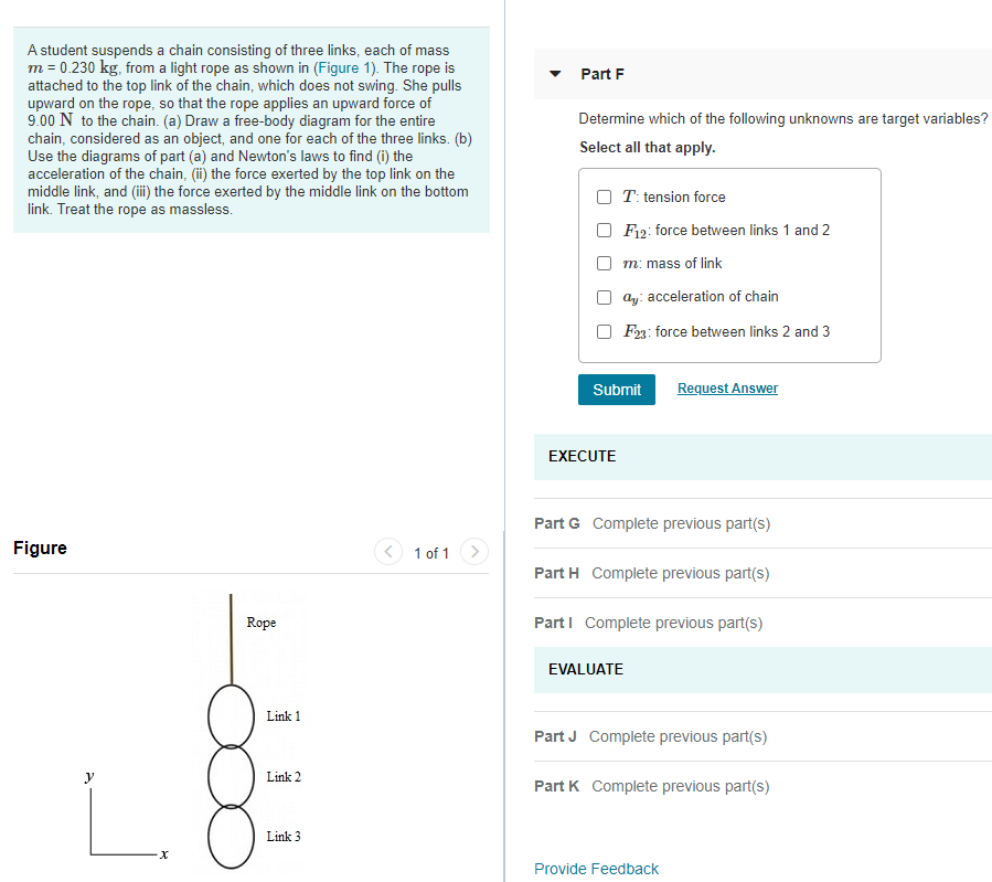 Solved Part F A student suspends a chain consisting of three | Chegg.com