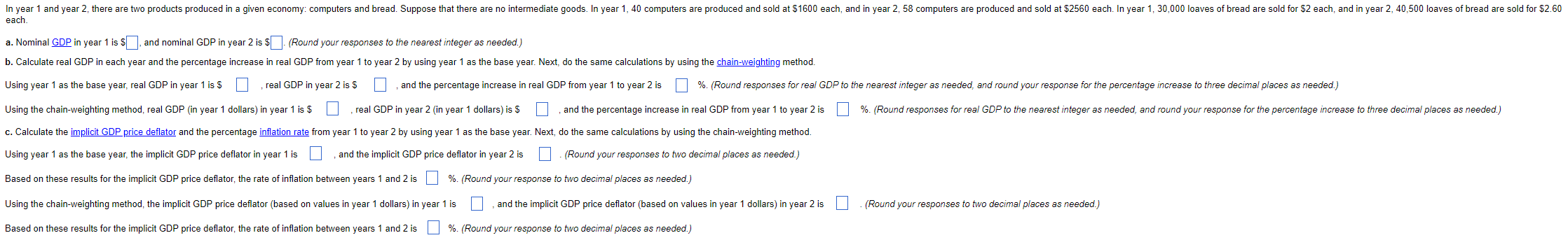 Solved a. Nominal GDP in year 1 is , and nominal GDP in year | Chegg.com