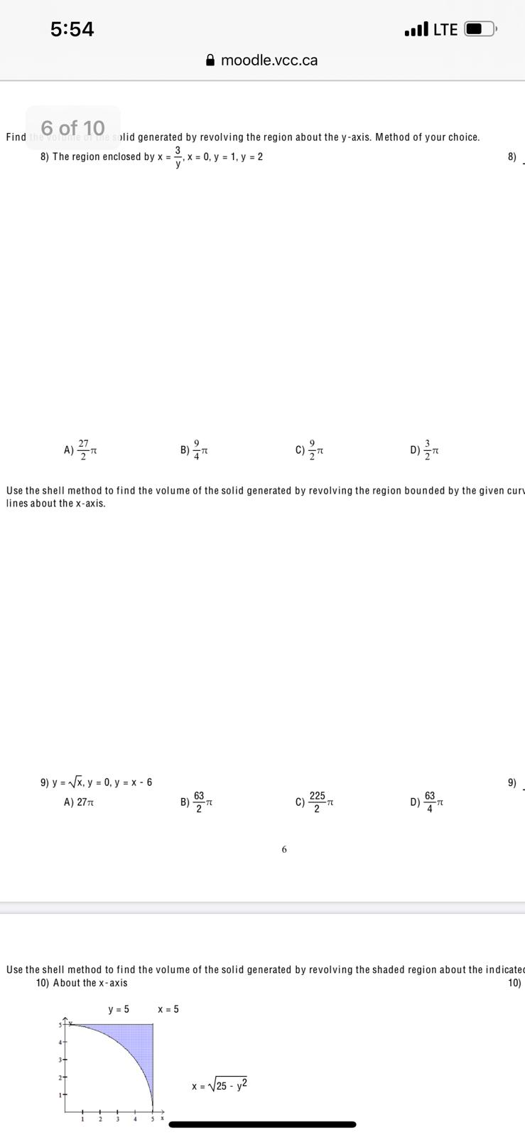 Solved 5:54 -ILTE JILTE O moodle.vcc.ca A moodle voc.ca Find | Chegg.com
