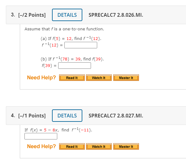 Solved 3. [-/2 Points] DETAILS SPRECALC7 2.8.026.MI. Assume | Chegg.com