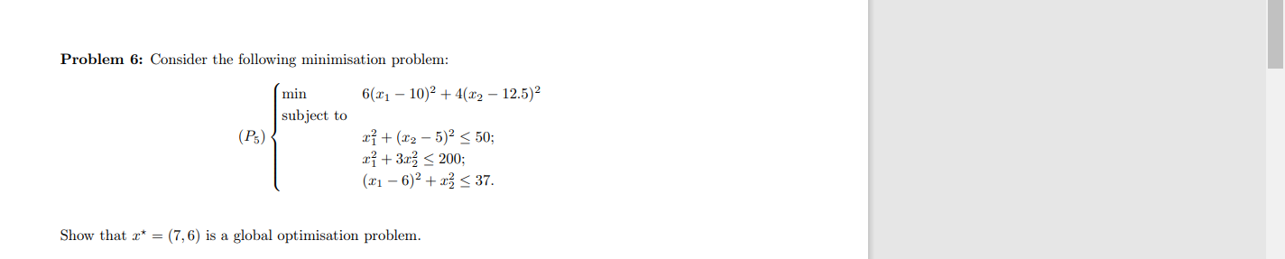 Solved Problem 6 Consider The Following Minimisation