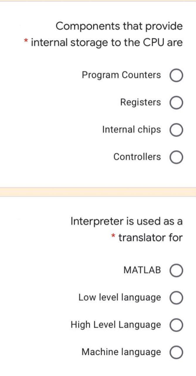 Solved Components that provide * internal storage to the CPU | Chegg.com