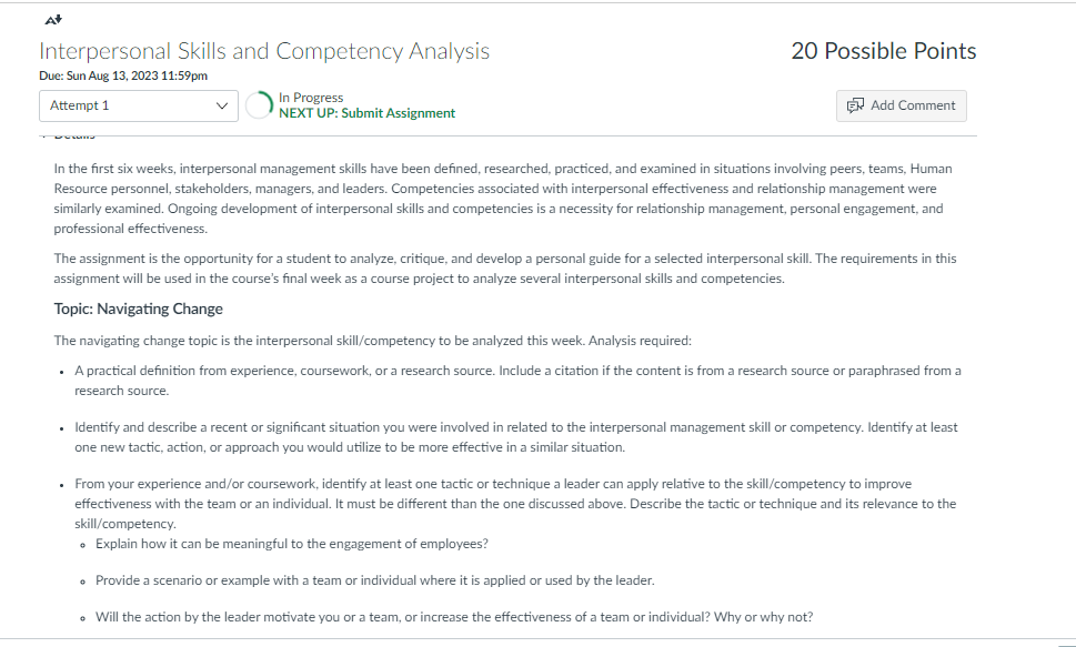 Solved Interpersonal Skills and Competency Analysis 20 | Chegg.com