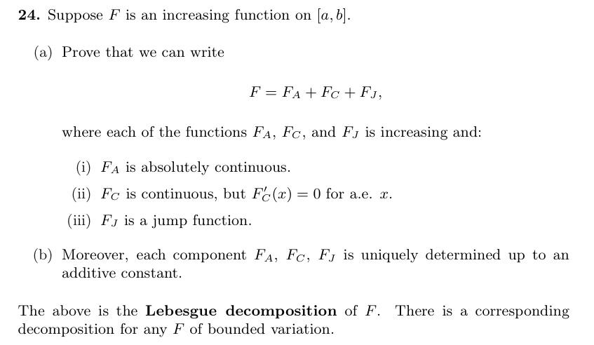 Solved 24. Suppose F is an increasing function on [a, b]. | Chegg.com