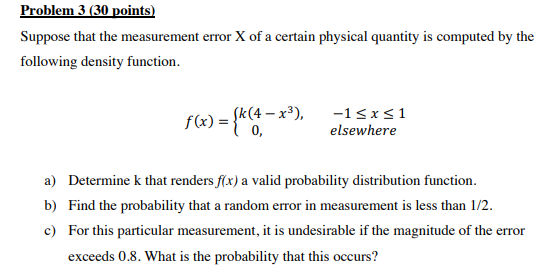 Solved Problem 3 (30 points) Suppose that the measurement | Chegg.com