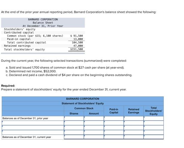 Solved At the end of the prior year annual reporting period, | Chegg.com