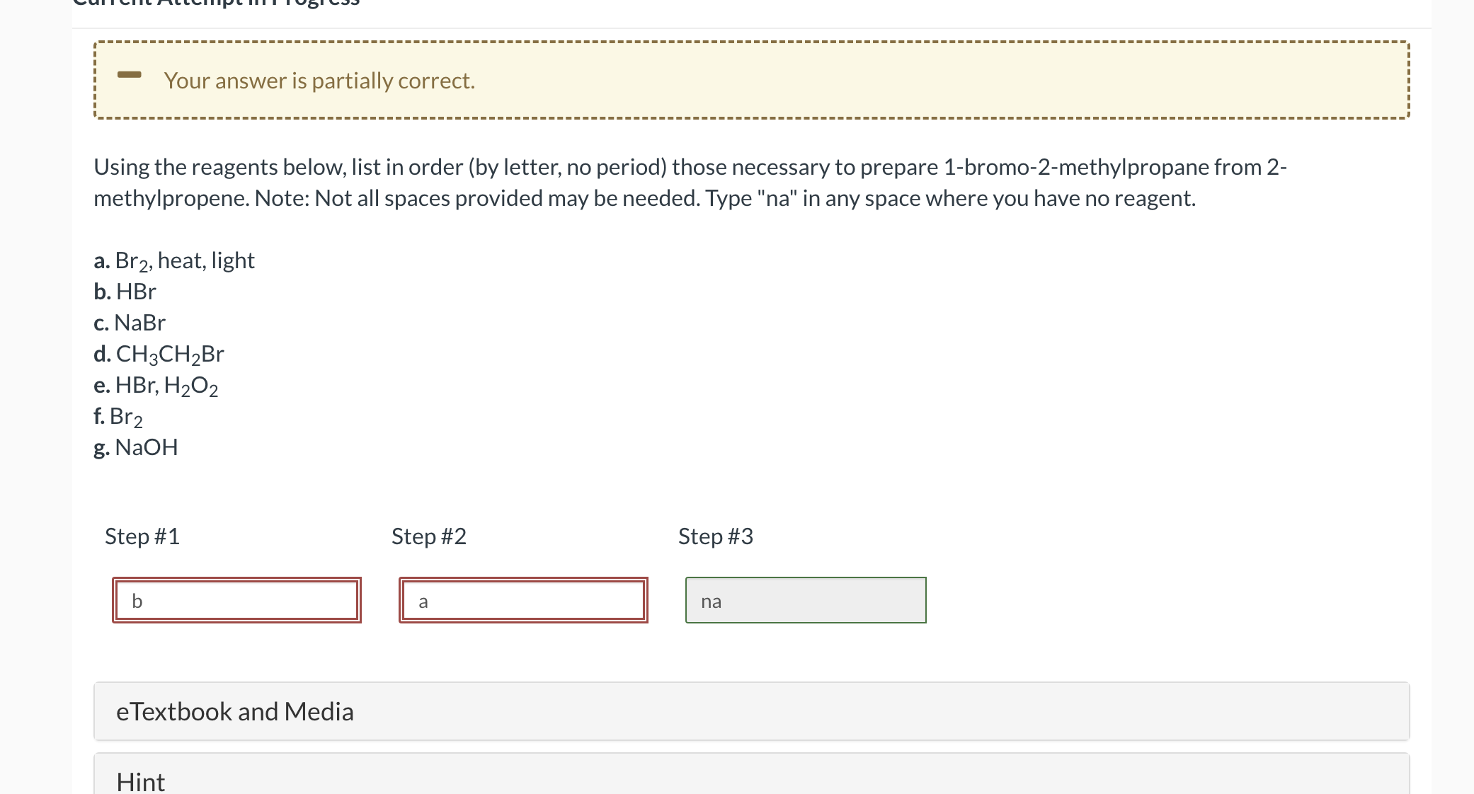 Solved Using the reagents below, list in order (by letter, | Chegg.com