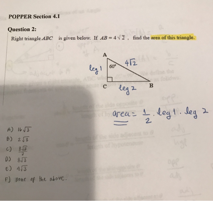 Solved Right triangle ABC is given below. If AB = 4sqrt2 , | Chegg.com