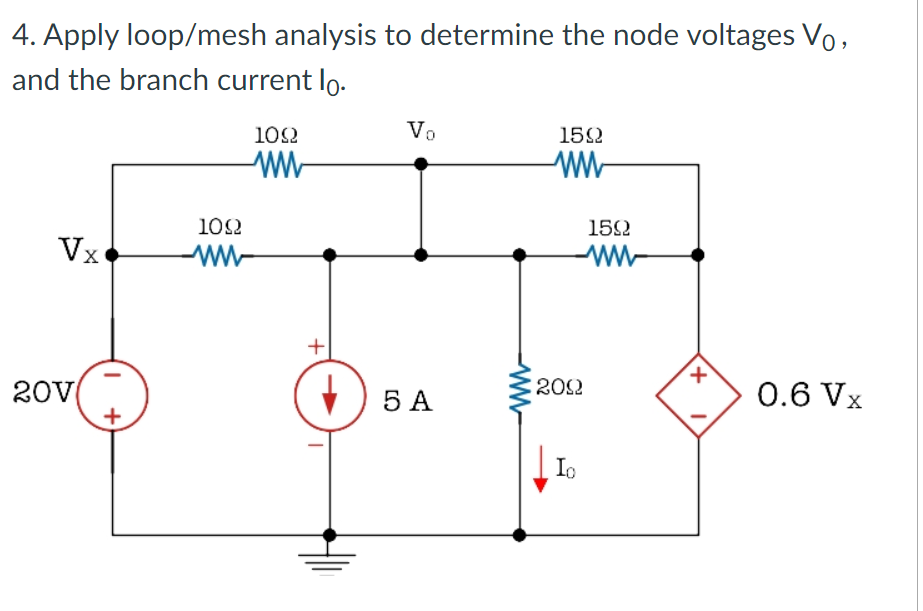 Solved 4. Apply loop/mesh analysis to determine the node | Chegg.com