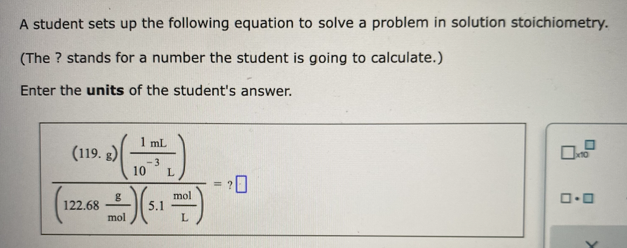 Solved A student sets up the following equation to solve a | Chegg.com