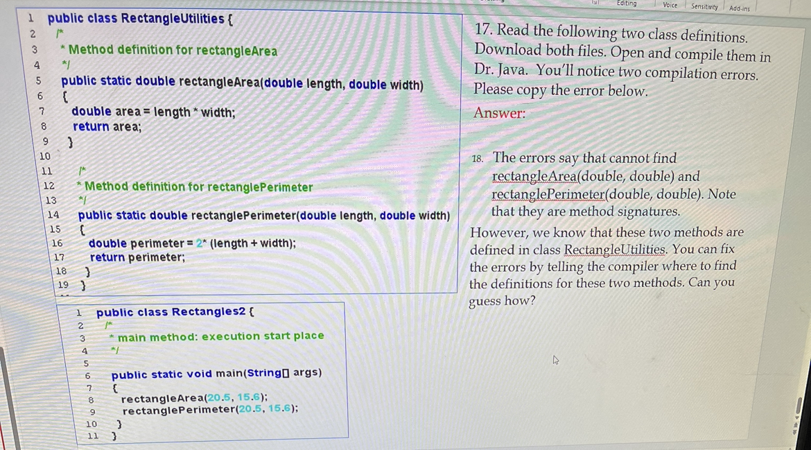 Solved 1 public class Rectangles 2 \{ 3 * main method: | Chegg.com