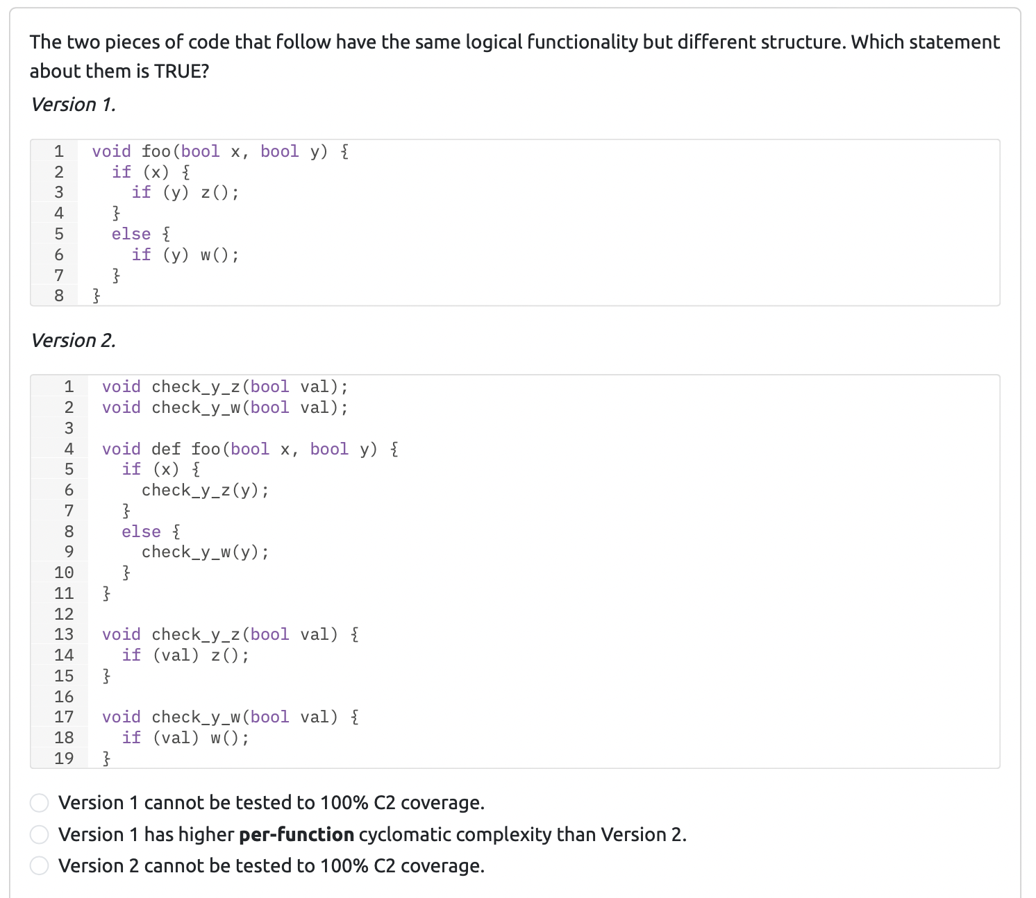 Solved The two pieces of code that follow have the same | Chegg.com