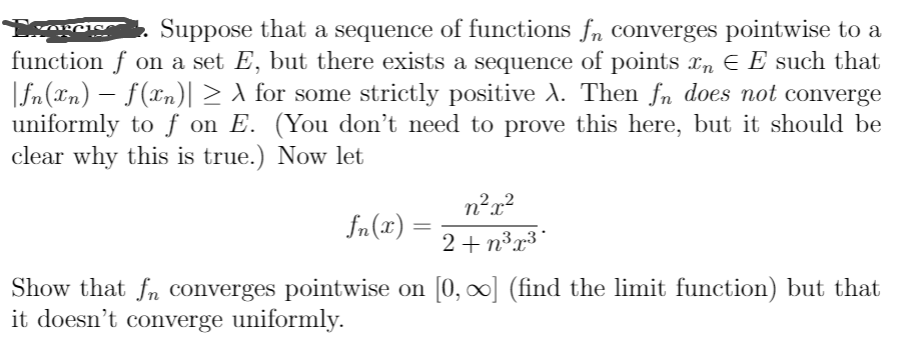 Solved Tamo . Suppose that a sequence of functions fn | Chegg.com