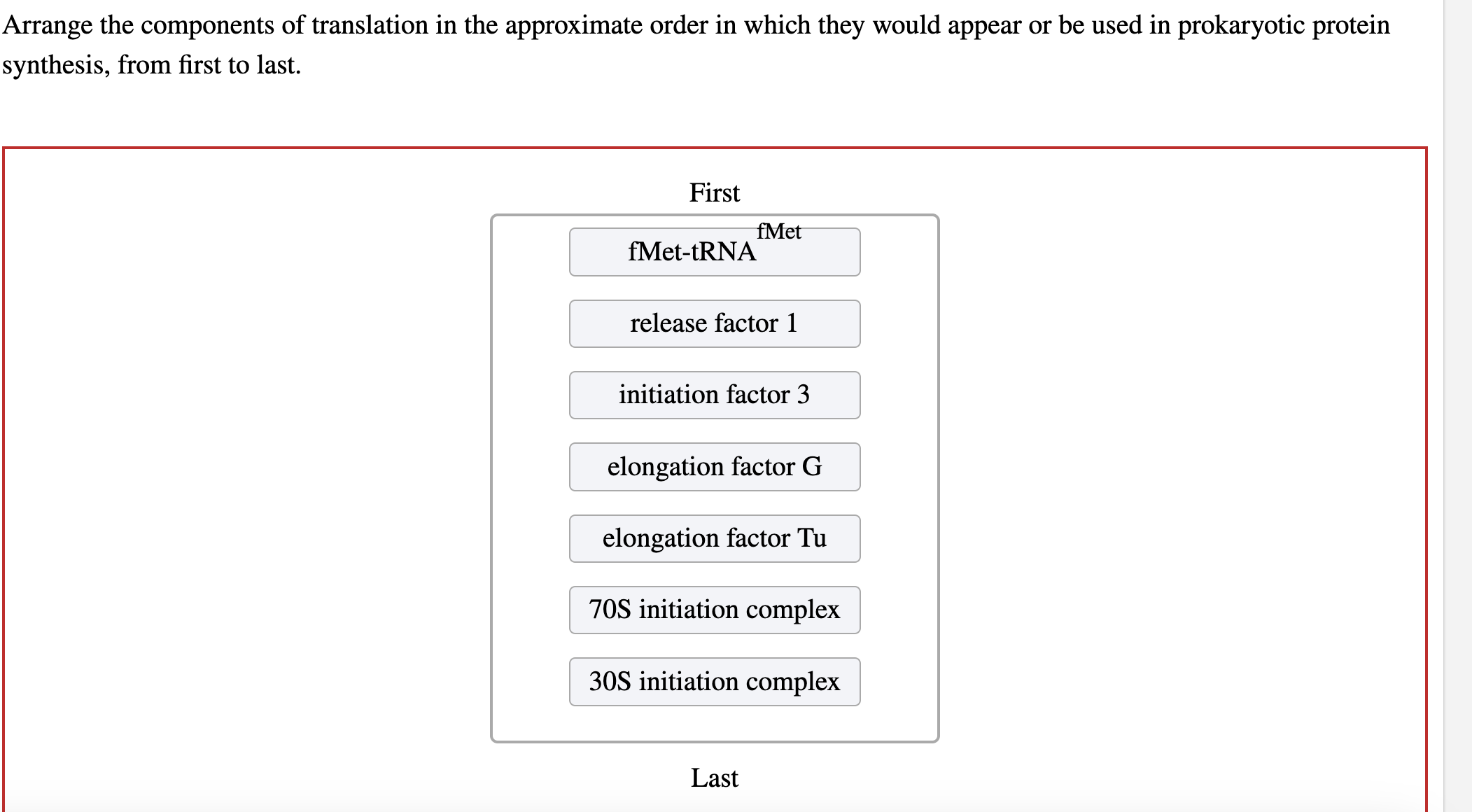Solved Arrange the components of translation in the | Chegg.com