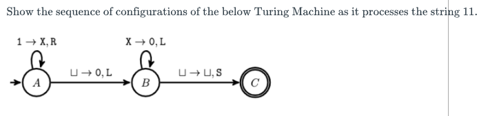 Solved Show the sequence of configurations of the below | Chegg.com