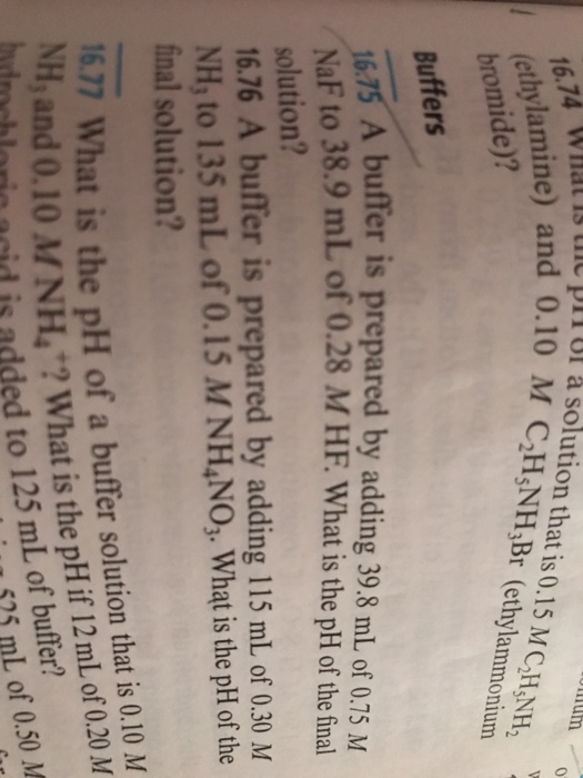 Solved A buffer is prepared by adding 39.8 mL of 0.75 M NaF | Chegg.com