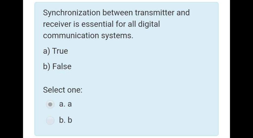 Solved Synchronization between transmitter and receiver is | Chegg.com