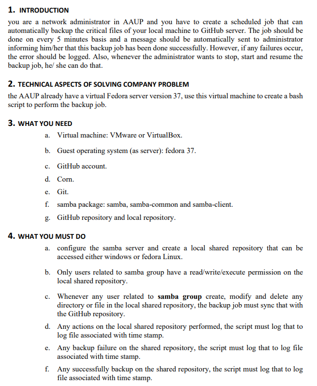 Solved 1. INTRODUCTION you are a network administrator in | Chegg.com