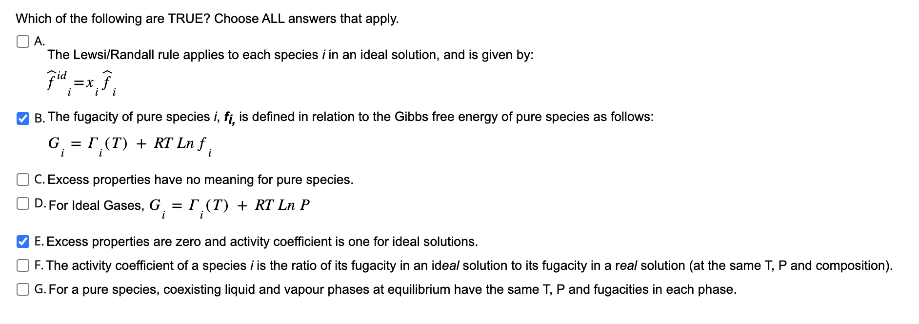 Solved Which of the following are TRUE? Choose ALL answers | Chegg.com