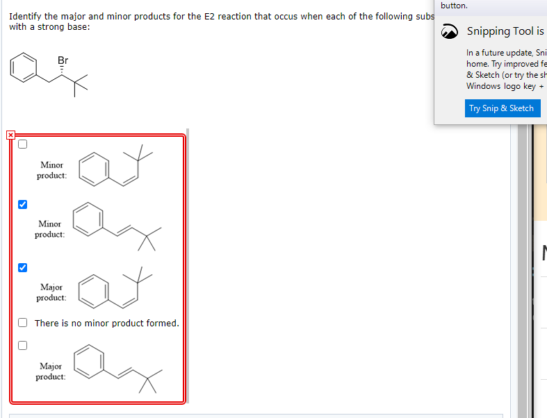 Solved Identify the major and minor products for the E2 | Chegg.com