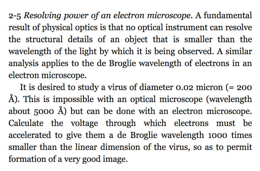 Solved 2-5 Resolving power of an electron microscope. A | Chegg.com