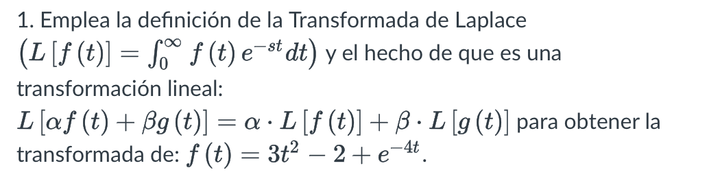Solved Emplea la ﻿definición de la ﻿Transformada de | Chegg.com