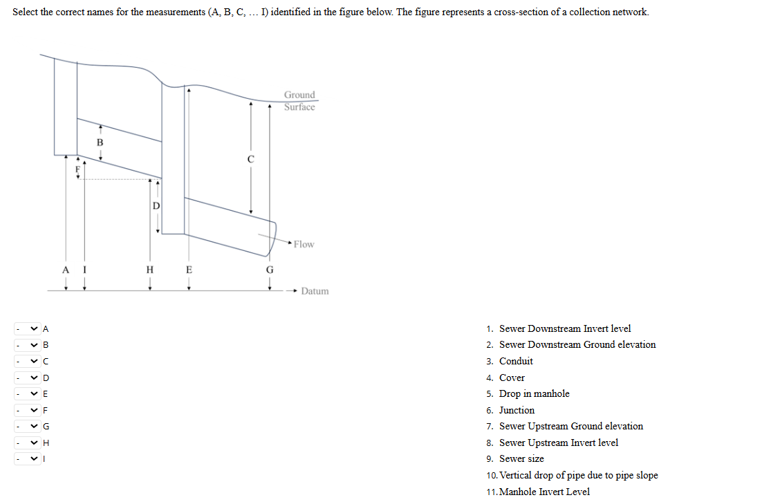 Solved Select the correct names for the measurements (A, ﻿B, | Chegg.com