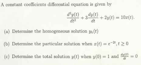 Solved A constant coefficients differential equation is | Chegg.com