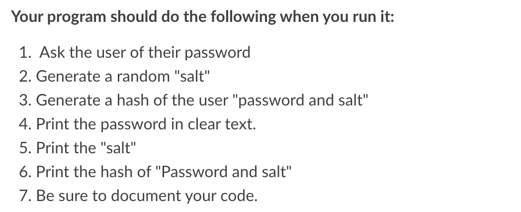 Solved Your program should do the following when you run it: | Chegg.com