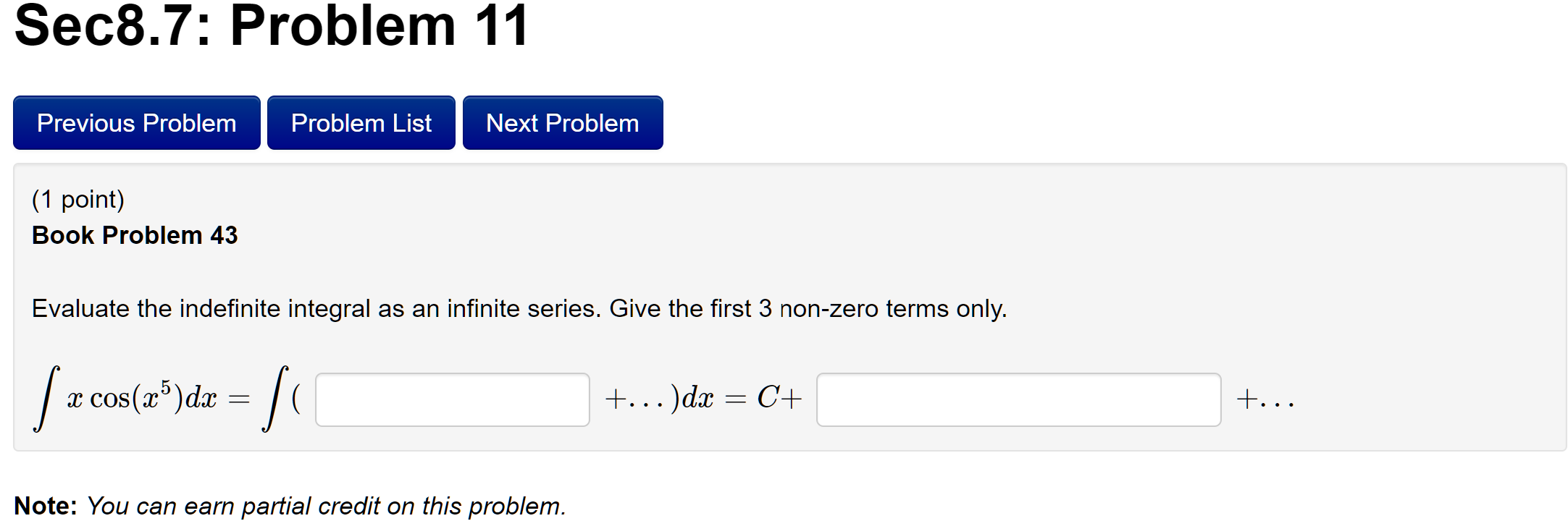 Solved Sec8.7: Problem 11 Previous Problem Problem List Next | Chegg.com