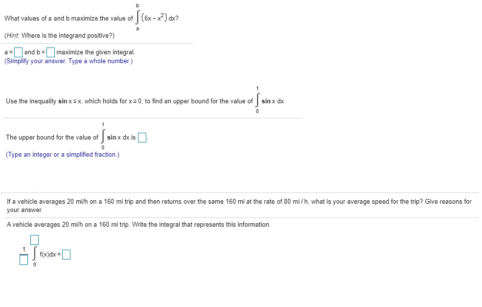 Solved b What values of a and b maximize the value of of ſ | Chegg.com