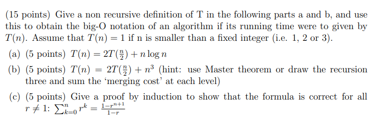 Solved (15 points) Give a non recursive definition of T in | Chegg.com