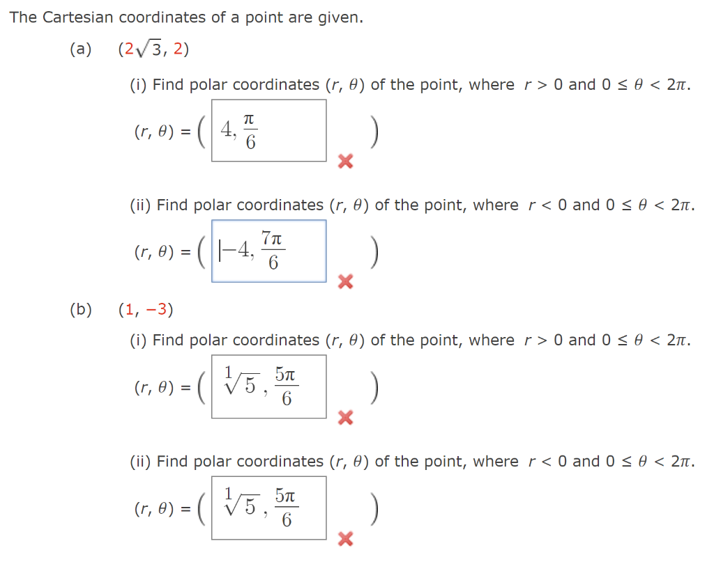 Solved The Cartesian Coordinates Of A Point Are Given a Chegg
