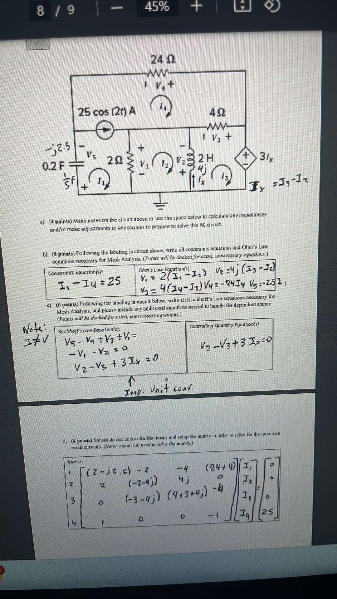 Solved a) (4 points) Make notes on the circuit abore or usc | Chegg.com