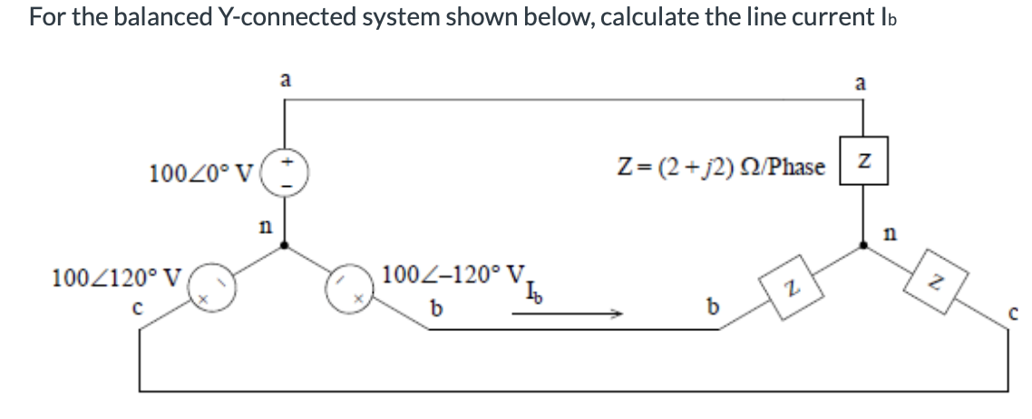 Solved For the balanced Y-connected system shown below, | Chegg.com