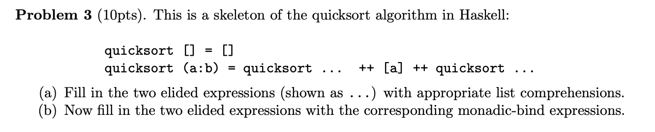 Solved Problem 3 (10pts). This is a skeleton of the | Chegg.com