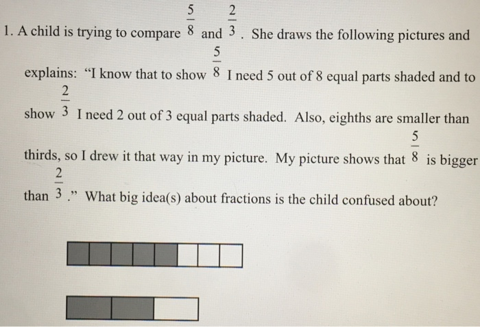 Solved 1. A child is trying to compare 8 and 3. She draws | Chegg.com