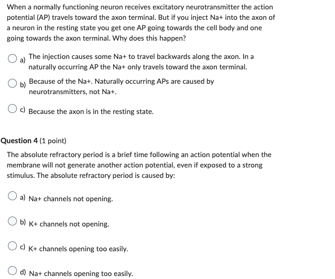 Solved When a normally functioning neuron receives | Chegg.com