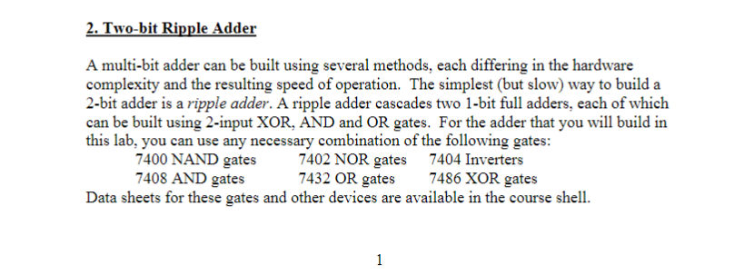 Solved 2. Two-bit Ripple Adder A multi-bit adder can be | Chegg.com