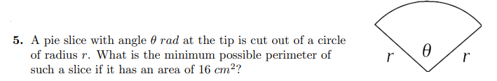 Solved 5. A pie slice with angle 0 rad at the tip is cut out | Chegg.com