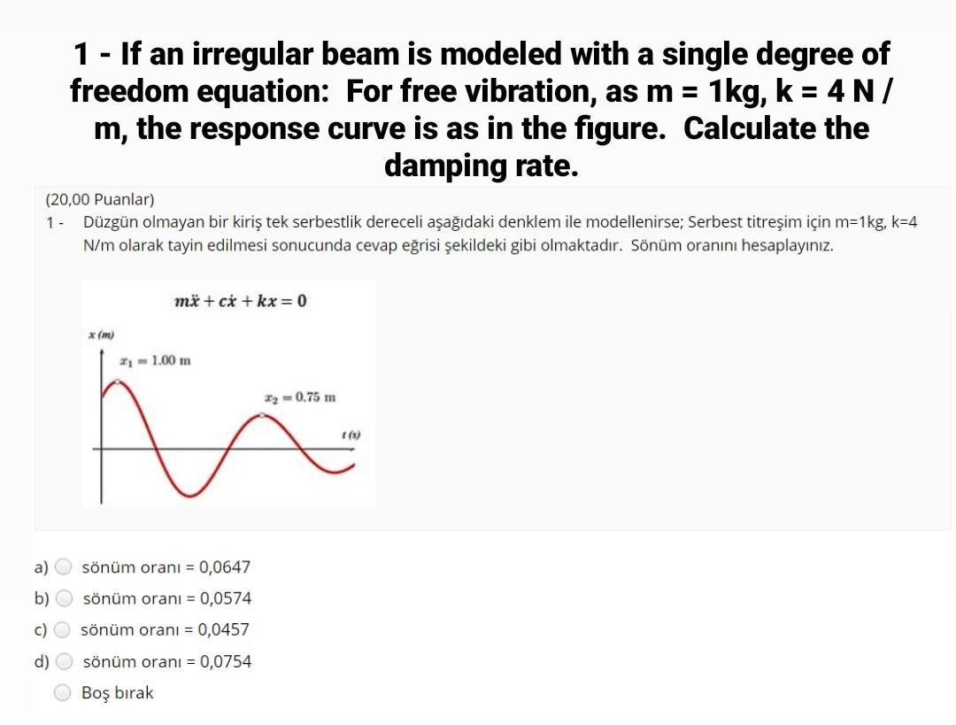 Solved 1 - If an irregular beam is modeled with a single | Chegg.com
