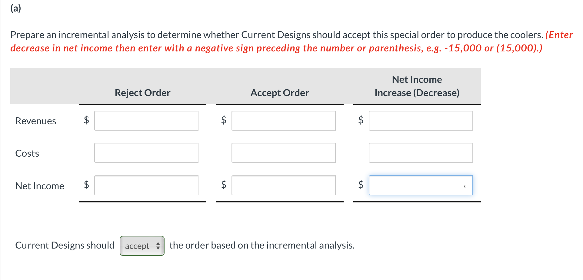 Solved Prepare an incremental analysis to determine whether | Chegg.com