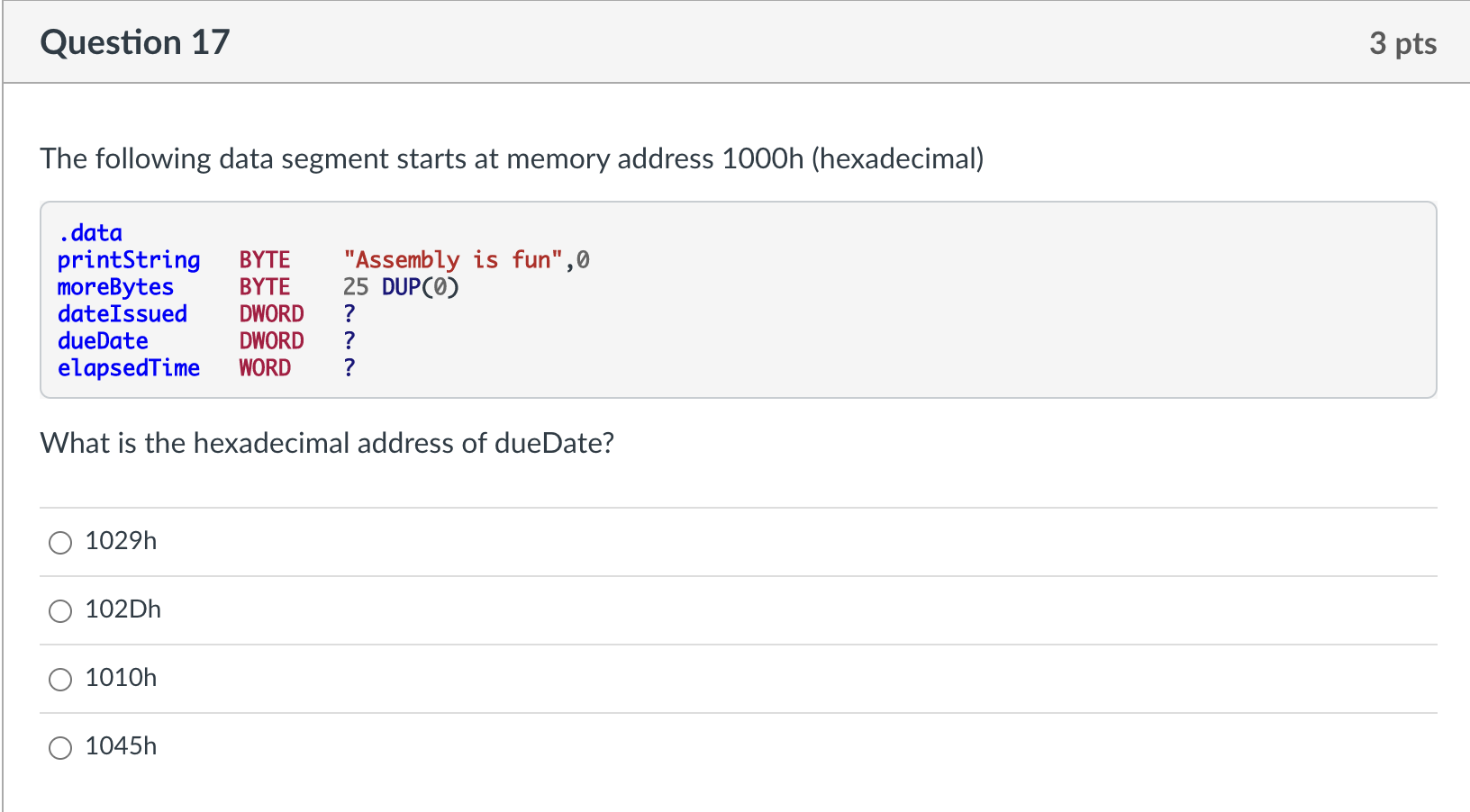 Solved The Following Data Segment Starts At Memory Address 