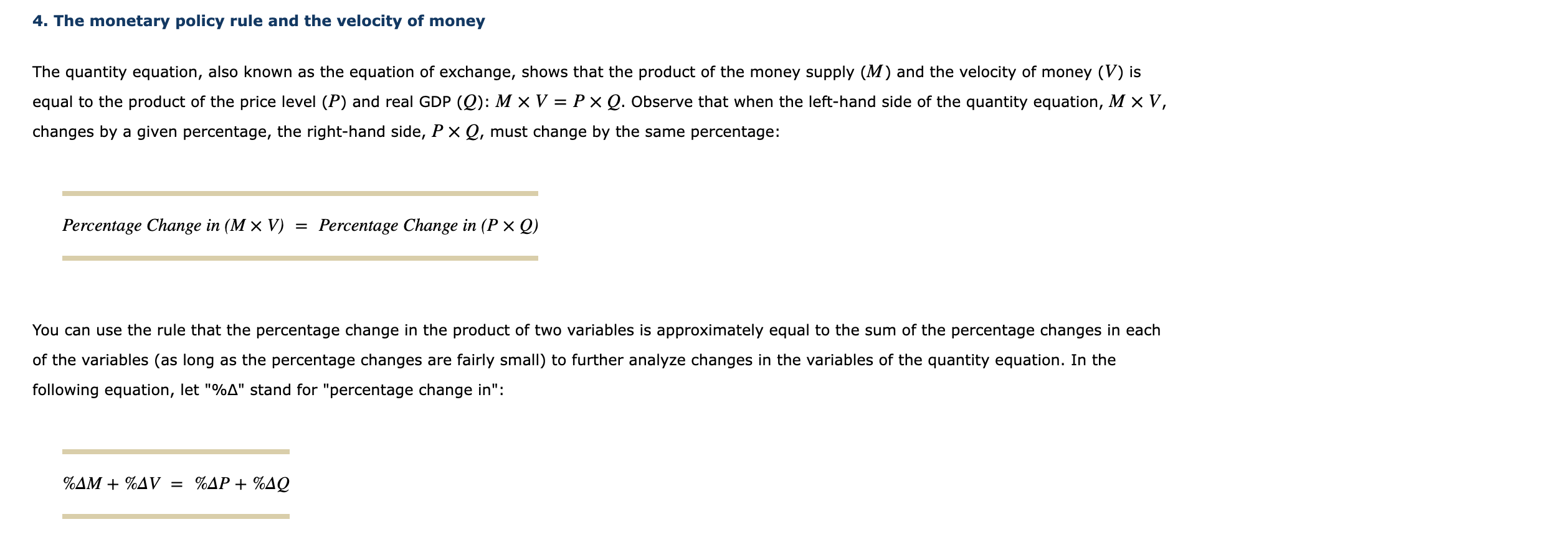 Solved 4. The monetary policy rule and the velocity of money | Chegg.com
